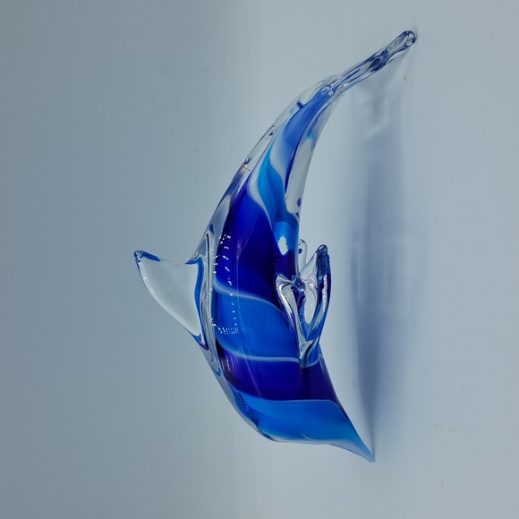 Art | Blue Hand Blown Glass Dolphin Sculpture 6 | Poshmark